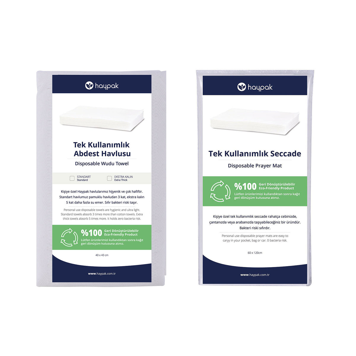 Disposable prayer mat and Wudu towel set - 25 pcs – Haypak